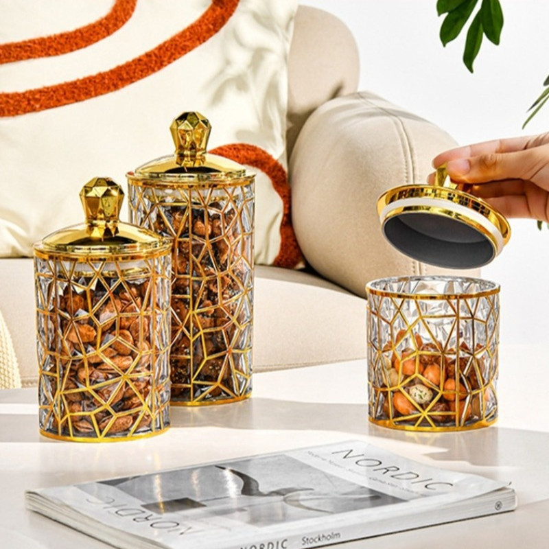 2025 Raya Gold Snack Jar Set 3-Piece Airtight PP Containers for Kuih ...
