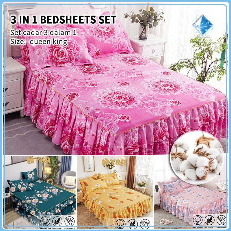 🔥🔥3IN1 Cadar Ropol Set Queen/King Size Premium High Quality Fitted ...