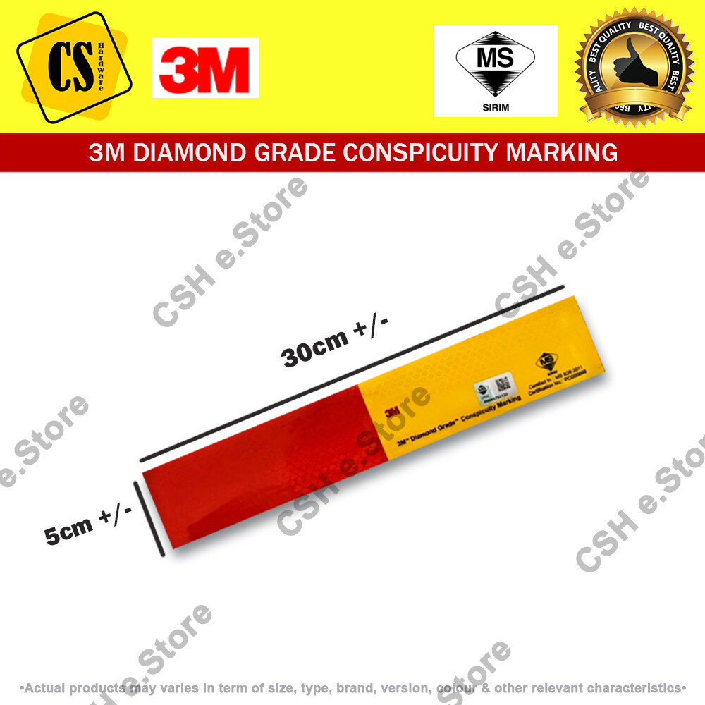 3M Diamond Grade Conspiculty Marking 2PCS 30cmx5cm Red Yellow Side ...