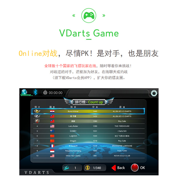 VDARTS H4L Bluetooth Connected Electronic Dart Board Smart Flying ...
