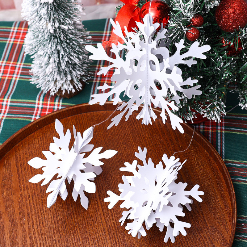 12pcs Christmas 3d Hanging Snowflake Ornaments - Artificial Paper ...