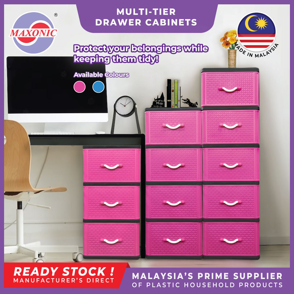 MAXONIC |3/4/5 TIER PLASTIC DRAWER CABINET | LACI PLASTIK SERBAGUNA ...