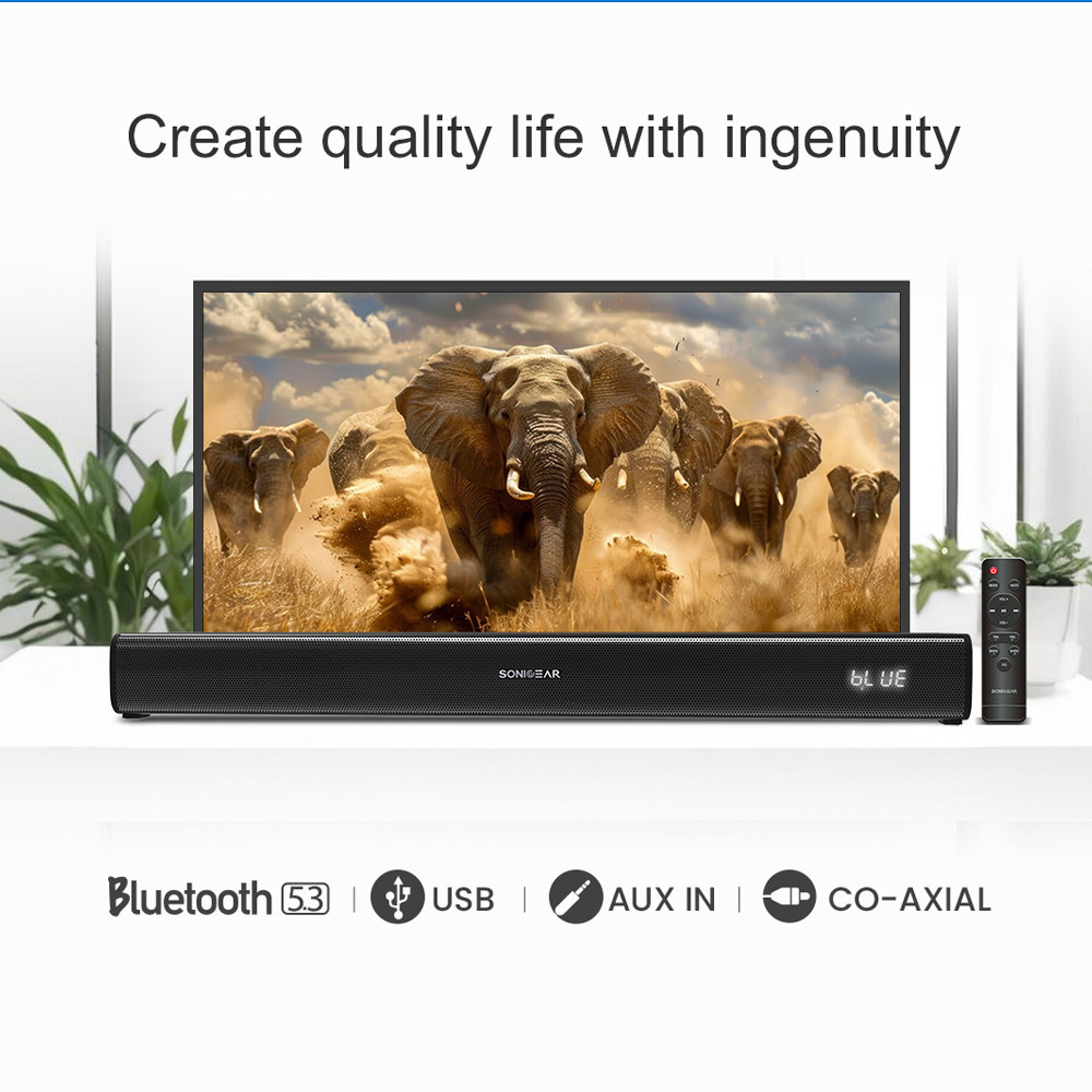 SonicGear SonicBar HD 2000 TV PC Bluetooth 5.3 SoundBar 2.0 Channel ...