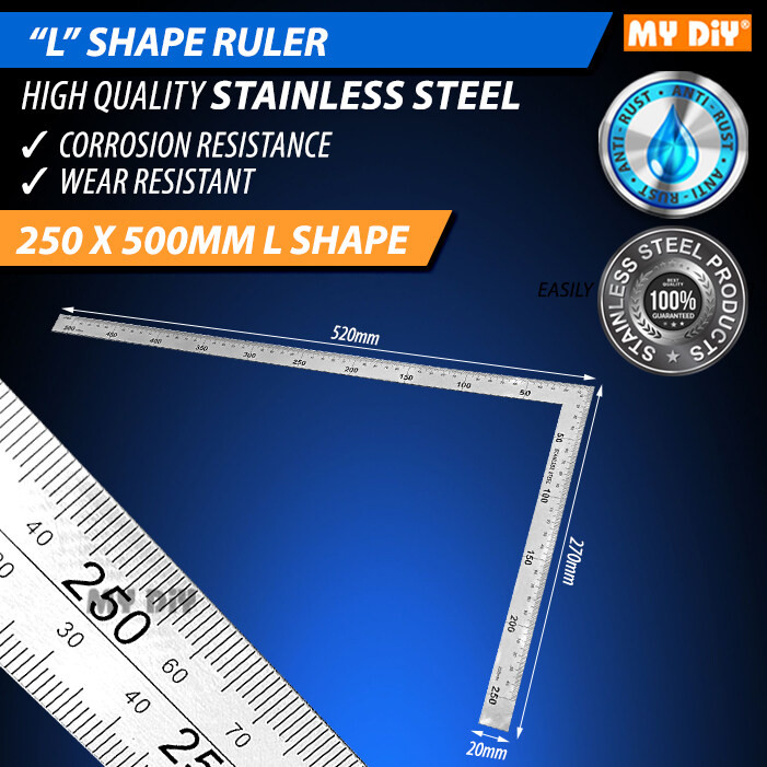 SQUARE RULER STAINLESS STEEL TRY TRIANGLE SQUARE ANGLE RULER L SHAPE ...