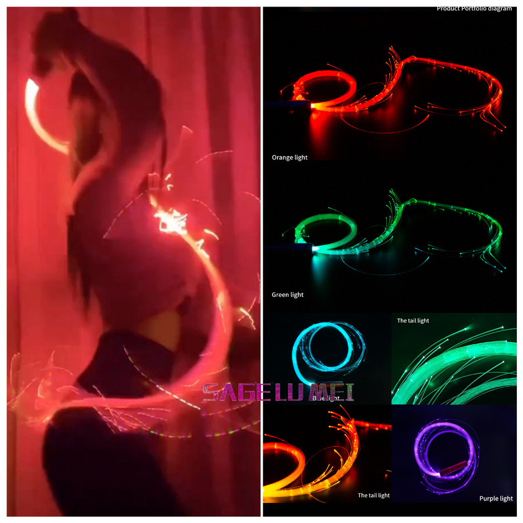 New Super Bright Disco Party Fiber Optics Whip 360° Swivel RGB Multicolor Led Glow Fiber Optic ...
