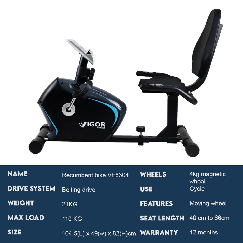 Vigor Fitness Recumbent Magnetic Physiotherapy Indoor Bike VF8304R ...