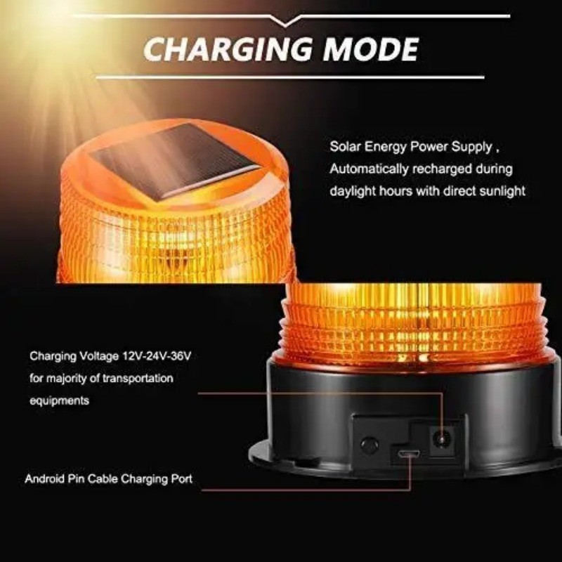 Solar Power Emergency Warning Light Strobe Wireless Beacon Magnetic ...