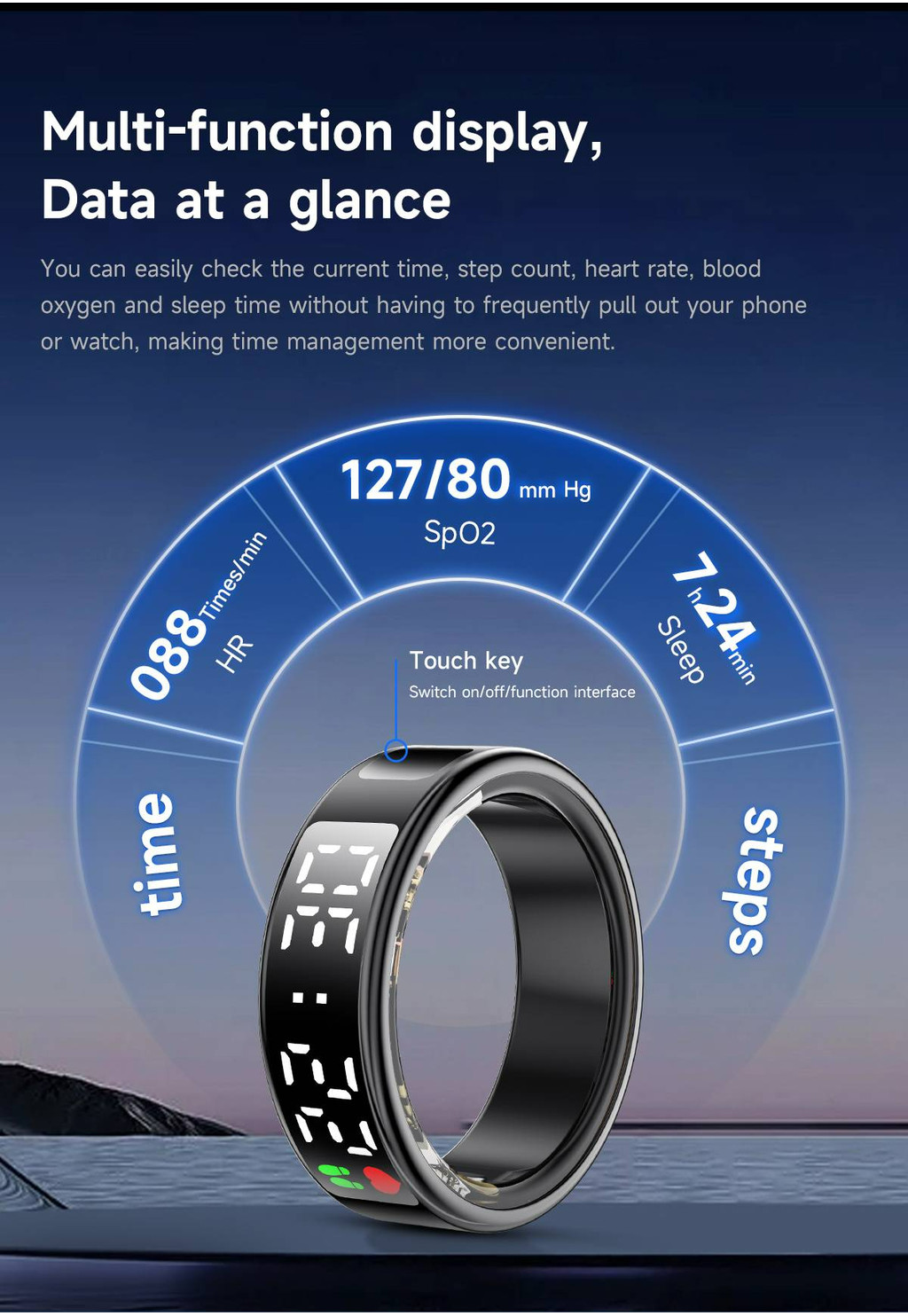 2024 New For IOS Android Ring Heart Rate Blood Oxygen Monitoring Rings ...