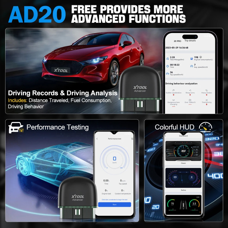 XTOOL Advancer AD20 Car Engine Diagnostic Tools OBD2 Code Reader Scanner Android /IOS Better ...