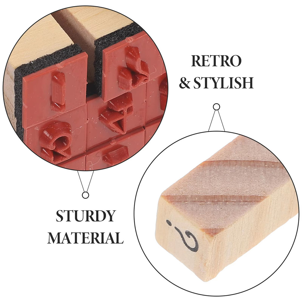 40Pcs/set Letter Stamping Kit Vintage Alphabet Symbols Wooden Rubber ...