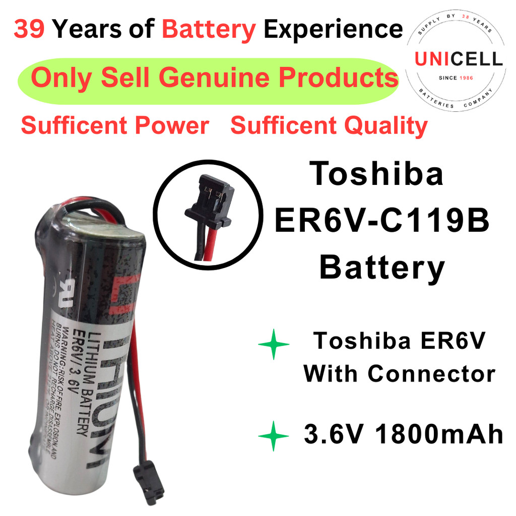 3.6V Toshiba ER6V with connector Toshiba ER6V-C119B battery for ...