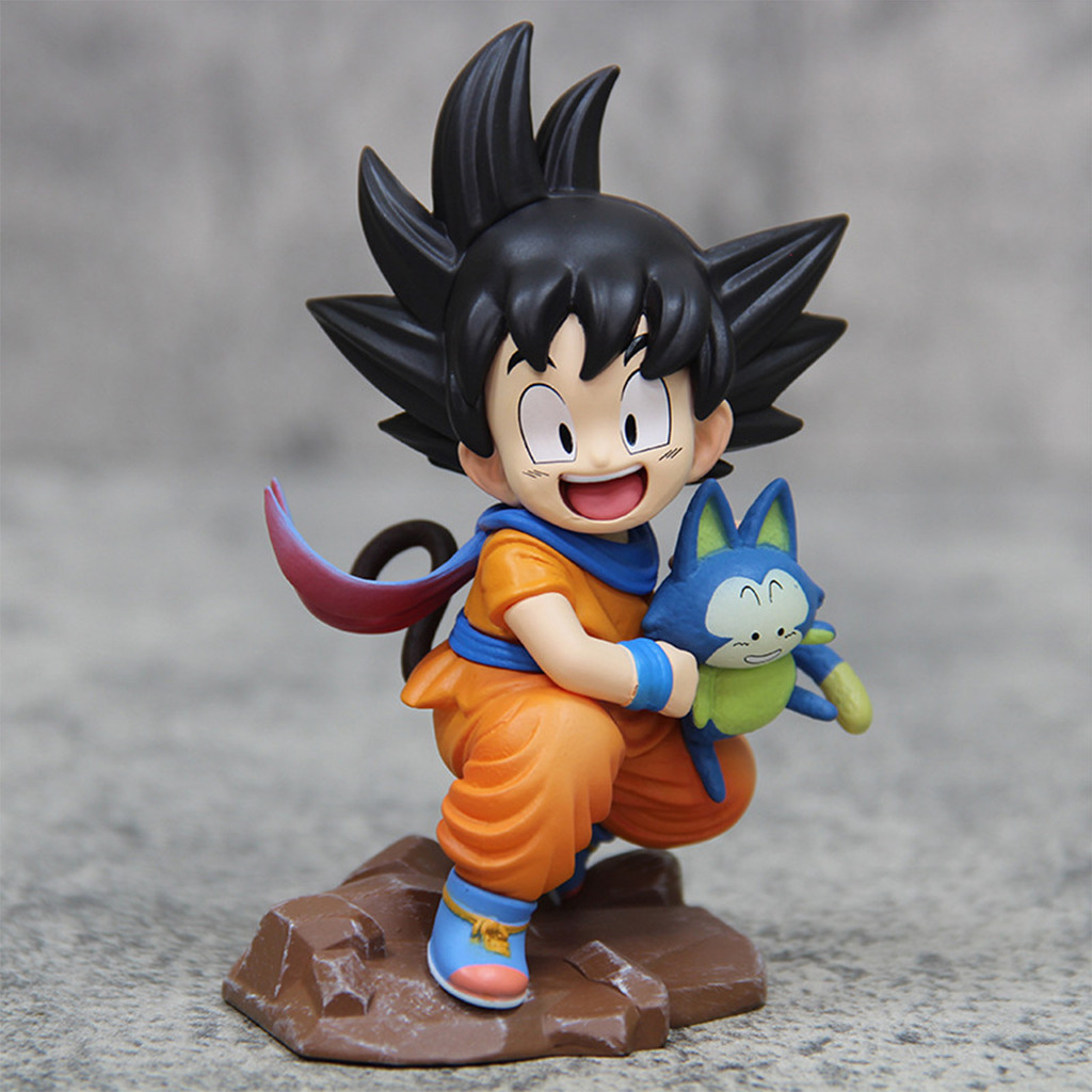 10cm Dragon Ball Q Version Anime Character Goku Holding Pura PVC Anime ...