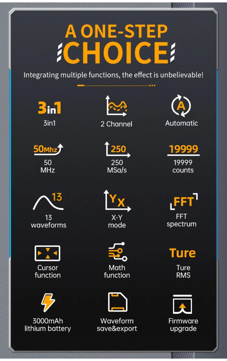 FNIRSI 2C53T Upgrade 3in1 Oscilloscope Multimeter Signal Generator 50MHz Bandwidth 250MS Rate ...