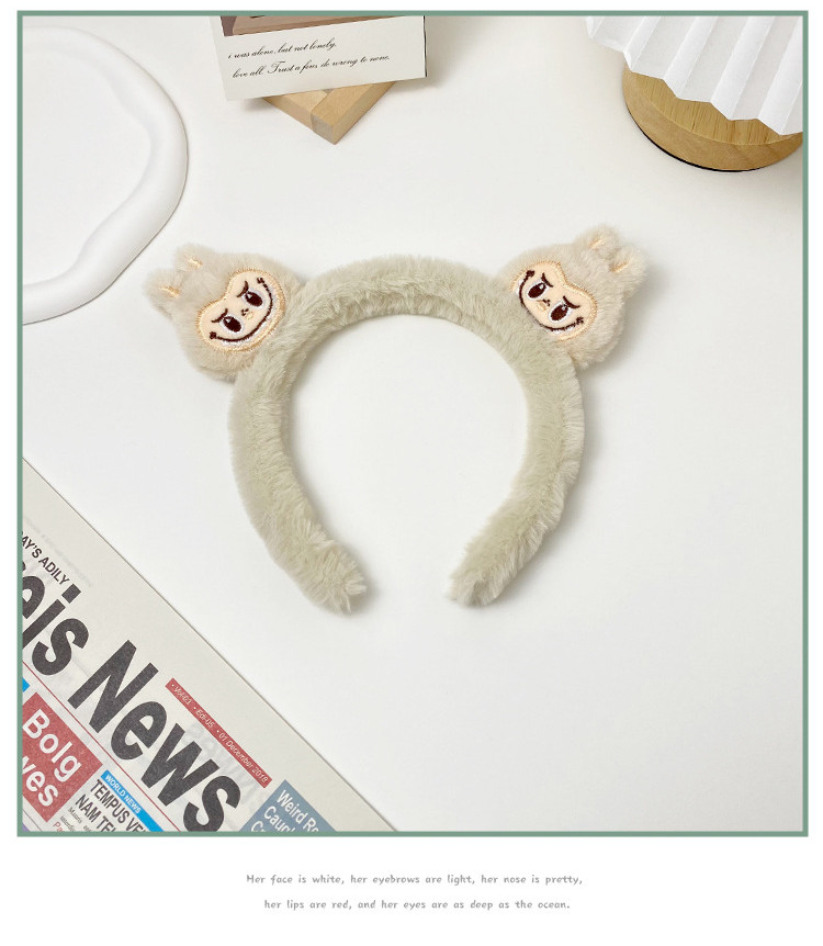 Cute Cartoon Labubu Plush Headband Hair Accessory Face Wash Headband ...