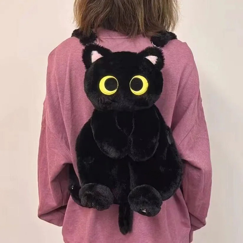 Big Eyes Cat Plush Backpack for Kids Women Men Kawaii Cute Bags Cartoon ...