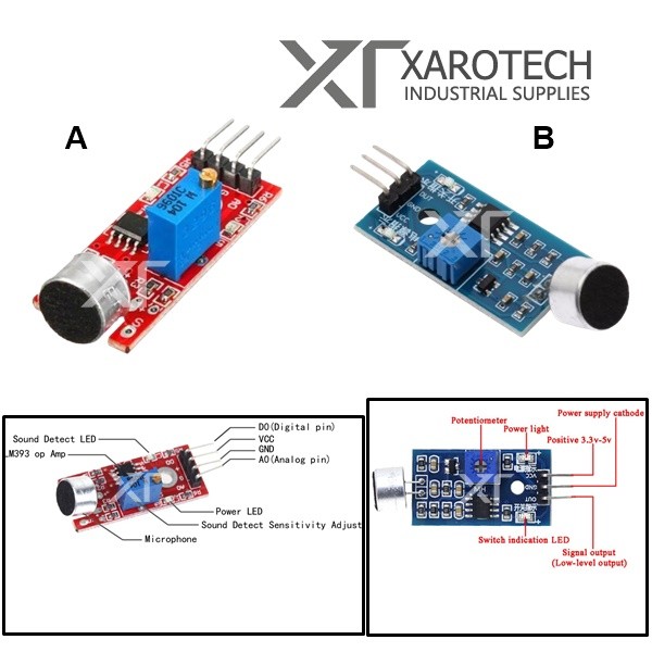 KY-038 (Red) XD-74 (Blue) Sound Detection Microphone Sensor Module XD74 KY038 LM393 For Arduino ...