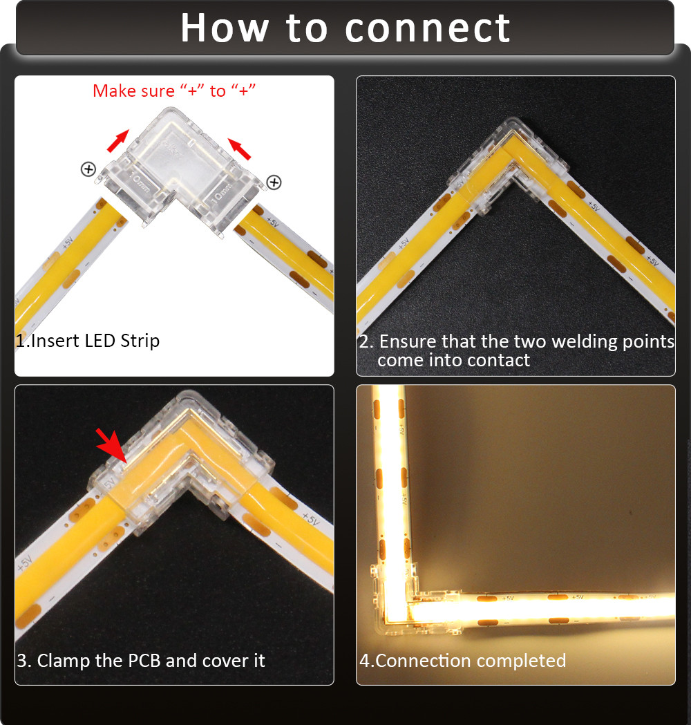 2Pin 3Pin 4Pin COB LED Strip Connector Extension Wire Terminal LED ...