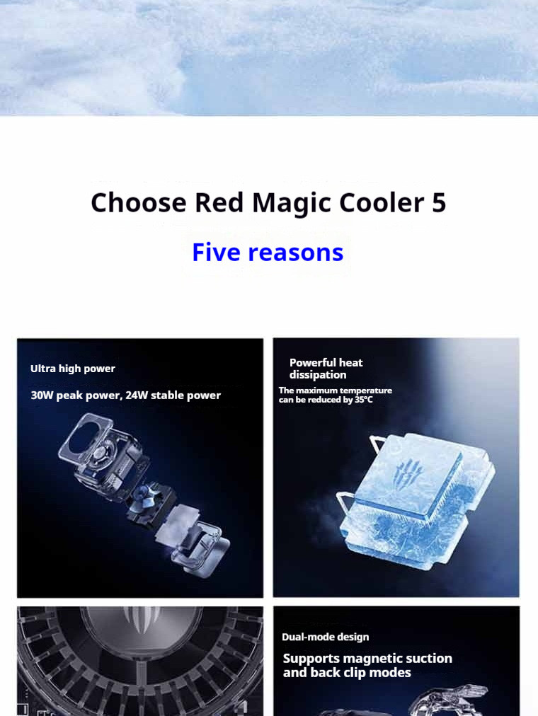 Redmagic Magnetic radiator Cooler 5 RGB LED 30W Semiconductor Heat ...