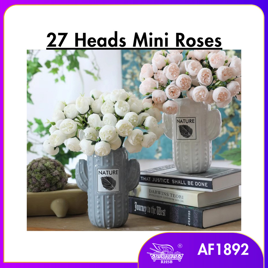 1 BUSH ARTIFICIAL MINI ROSE/ARTIFICIAL FLOWER/HAND BOUQUET/LIVING HOME ...