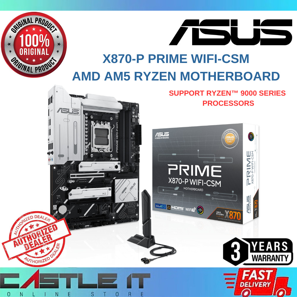 ASUS PRIME X870-P WIFI-CSM DDR5 ATX AM5 Motherboard Support Ryzen 7000 ...