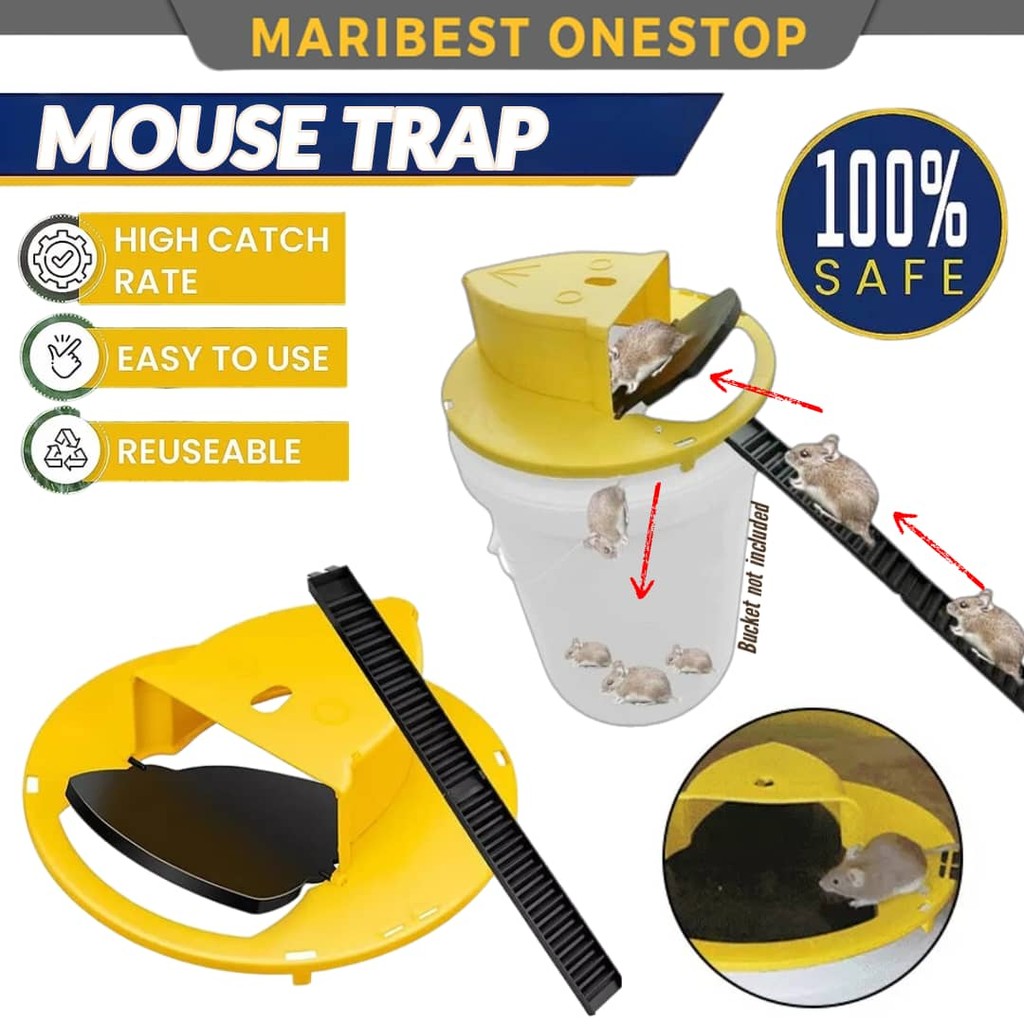 Mouse Trap Rat Catcher Slide Bucket Lid Mouse Rat Trap Reusable Rat ...