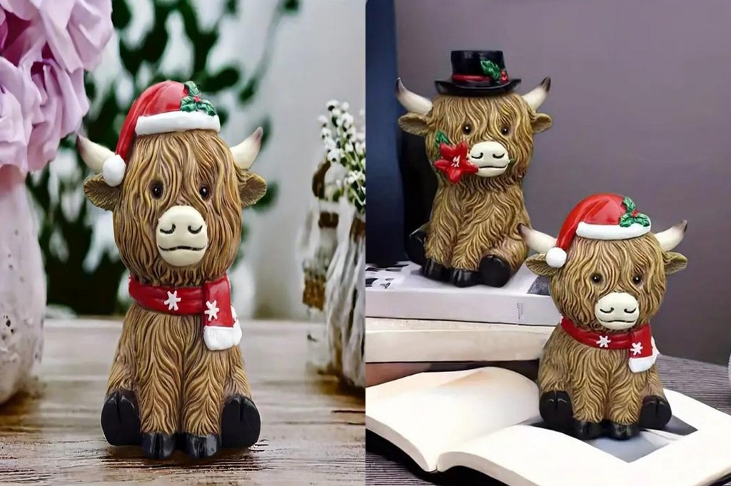 Winter Highland Cow Centerpiece Rustic Christmas Centerpiece Decoration ...