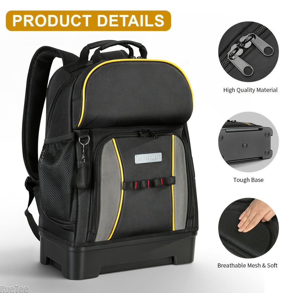 Winhunt Heavy Duty High Quality Tool Backpack with Big Plastic Bottom ...