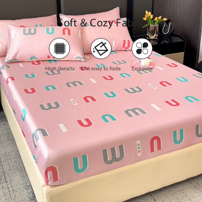 Ice Silk Cartoon Fitted Sheet Panda/Fruit Design 冰丝卡通床笠 Sarung Tilam ...