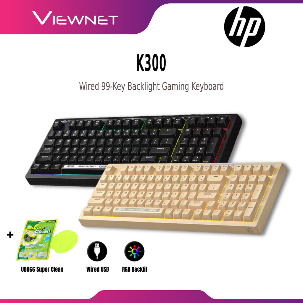 HP K300 2024 98 BUTTONS WIRED USB MEMBRANE GAMING KEYBOARD WITH MULTI ...