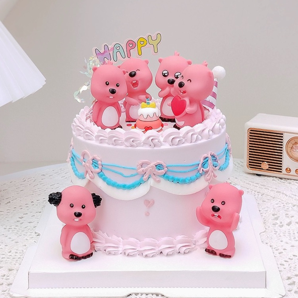 Internet celebrity cute little beaver Loopy cake decoration toppers ...