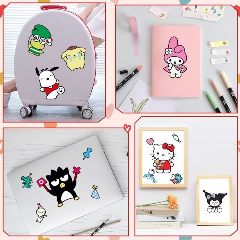 8 Sheets Sanrio HelloKitty Mymelody Kuromi Cinnamoroll Keroppi BadBadtz ...