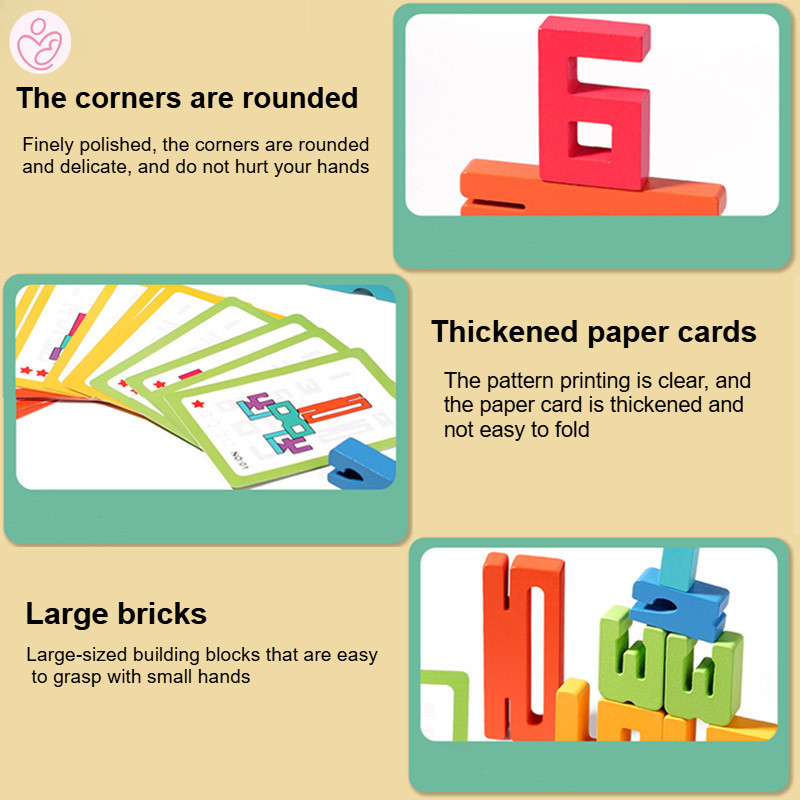 Wooden Number Building Blocks Colorful Digital Counting Stacking Toys ...