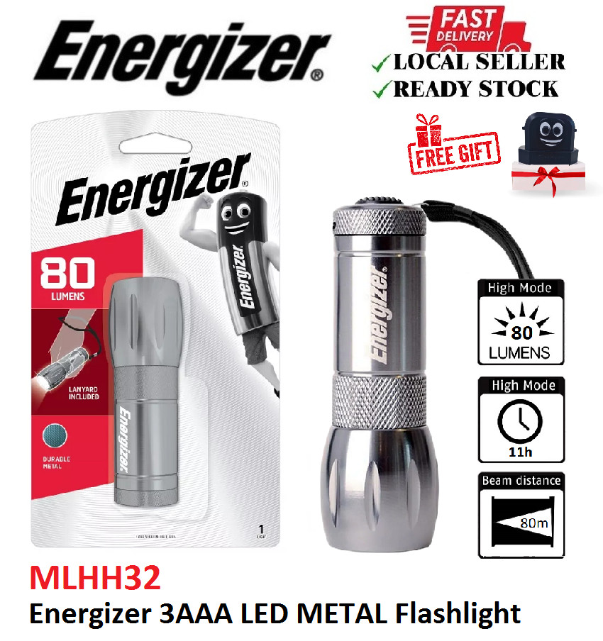 Energizer MLHH32 3AAA LED METAL Flashlight Mini Torch Light | Shopee ...
