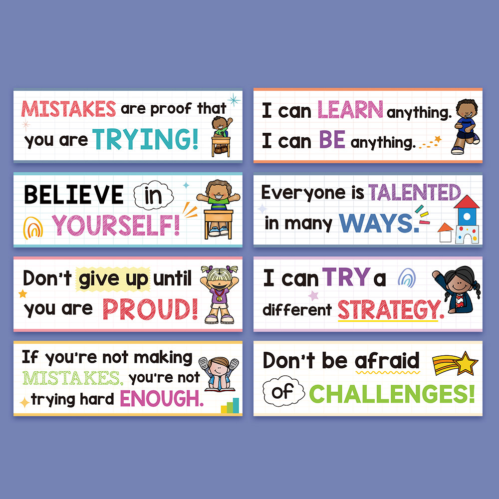 16Pcs Growth Mindset Positive Affirmation Posters (26.7*8.8cm) - Kids ...