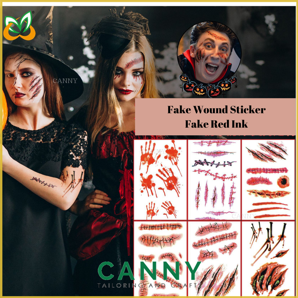 1PCS FAKE WOUND STICKER / ARTIFICIAL COSPLAY RED INK 30ML / HALLOWEEN ...