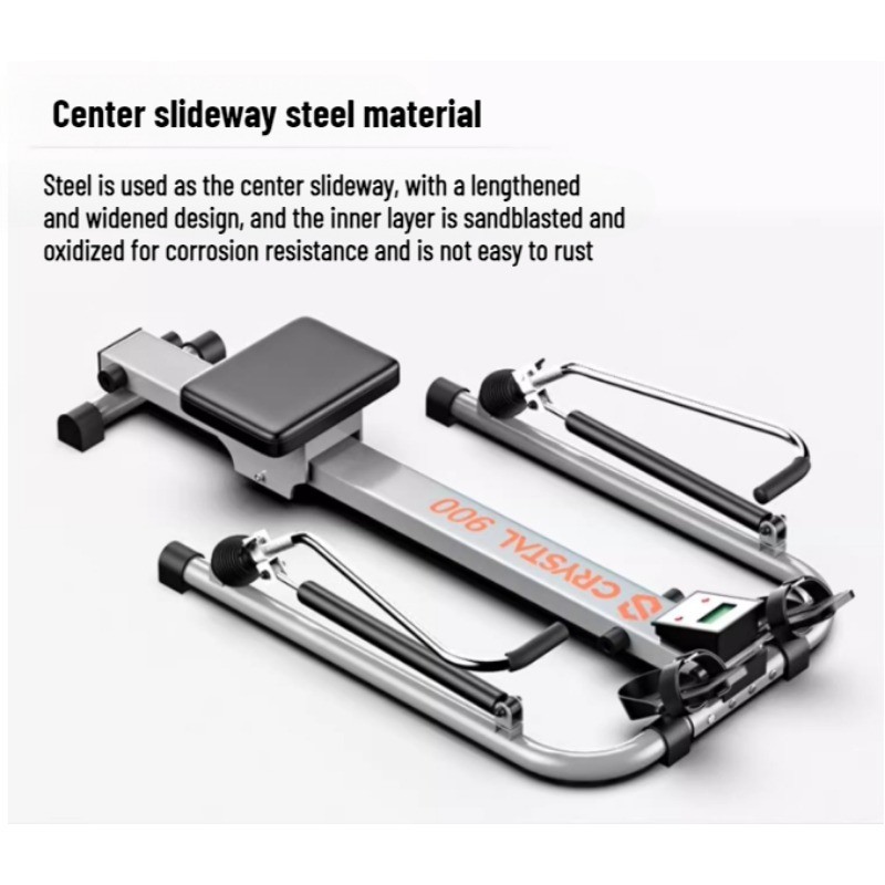 CRYSTAL Sports Rowing Machine, Double Paddle Hydraulic Bar Resistance ...