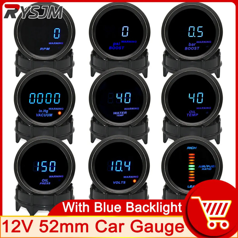 HD Digital Turbo Boost Gauge BAR PSI 52mm Car Water Temp Meter Oil Temp ...