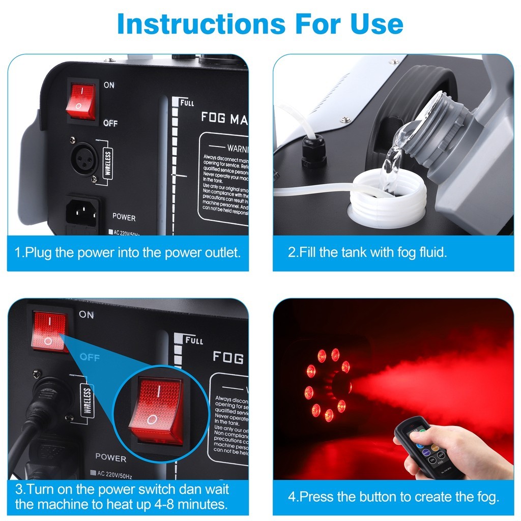 1200W RGB 9 LEDs Smoke Machine Halloween DJ Show Fog Ejector Stage ...