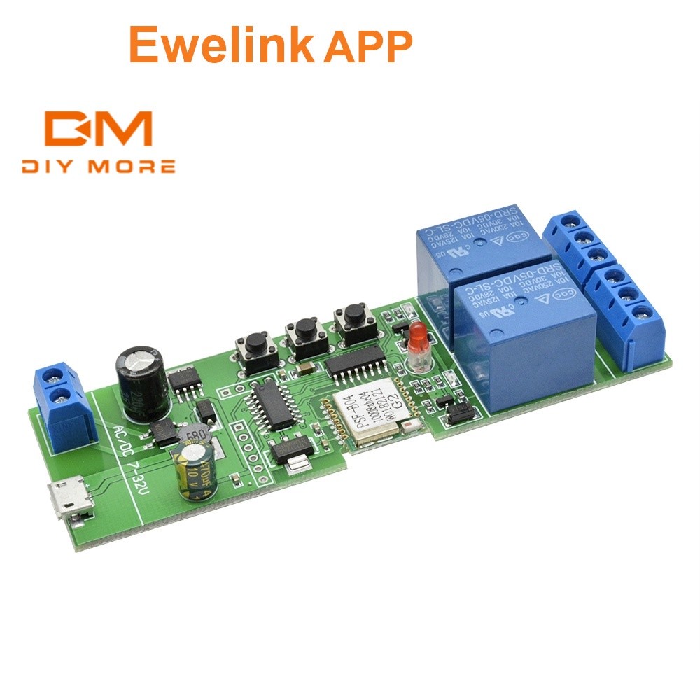 in stock DIYMORE eWeLink 2 Channel WiFi Relay Module Smart Home APP ...