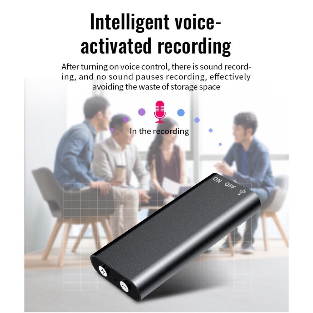 Smallest 16GB Ultra Thin Mini Activated Voice Recorder 8GB Sound Noise ...