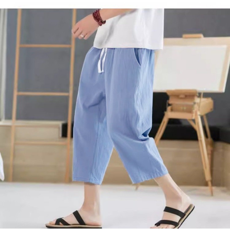 M-4XL Oversize Summer Breath Sport 3/4 Pants Men Lelaki Plus Size Loose ...