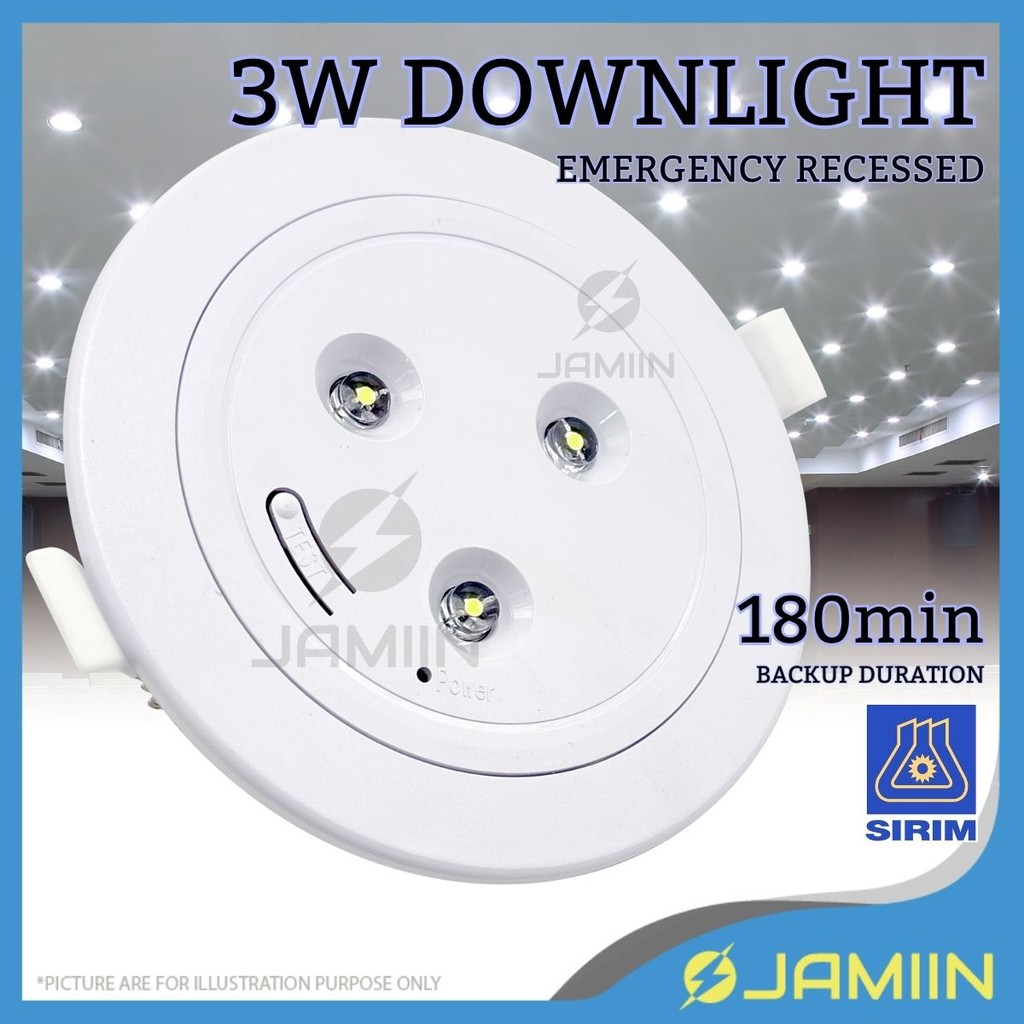 PCO Mini LED Emergency Light Recessed Downlight Emergency 3W Backup ...