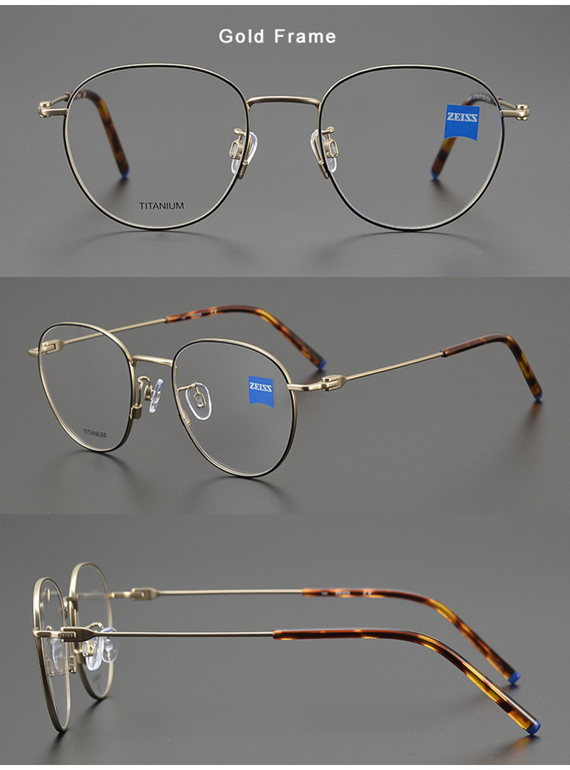 ZS22115 ZEISS Spectacles Non-allergic Pure Titanium Round Frame ...