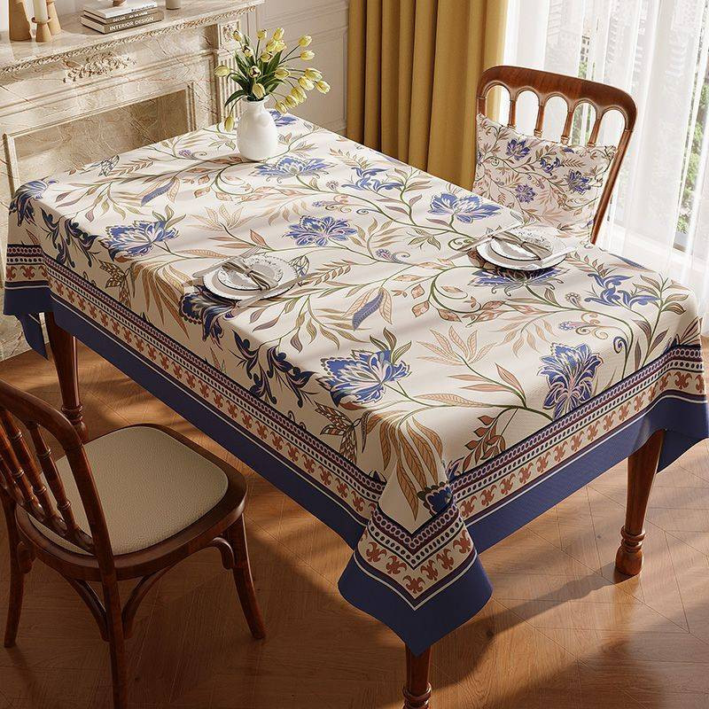 PVC Waterproof Oilproof Table Cloth Nordic Floral Flowers Tablecloth ...