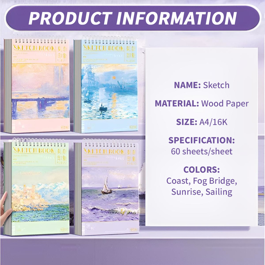 A4 16K Coil Painting Sketchbook Drawing Book Thickened Color Pencil Oil ...