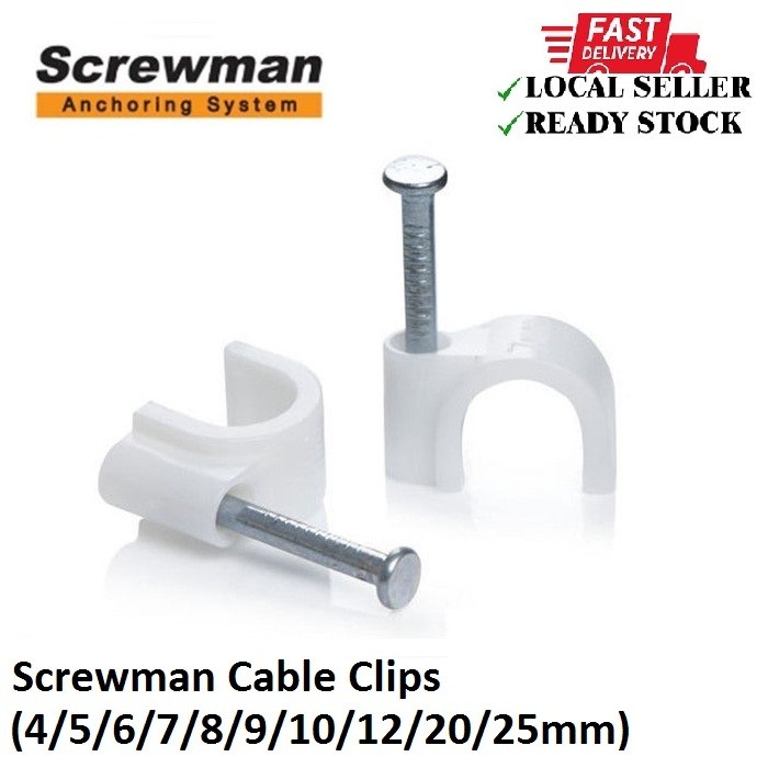 Screwman Cable Clips (4/5/6/7/8/9/10/12/20/25mm) | Shopee Malaysia