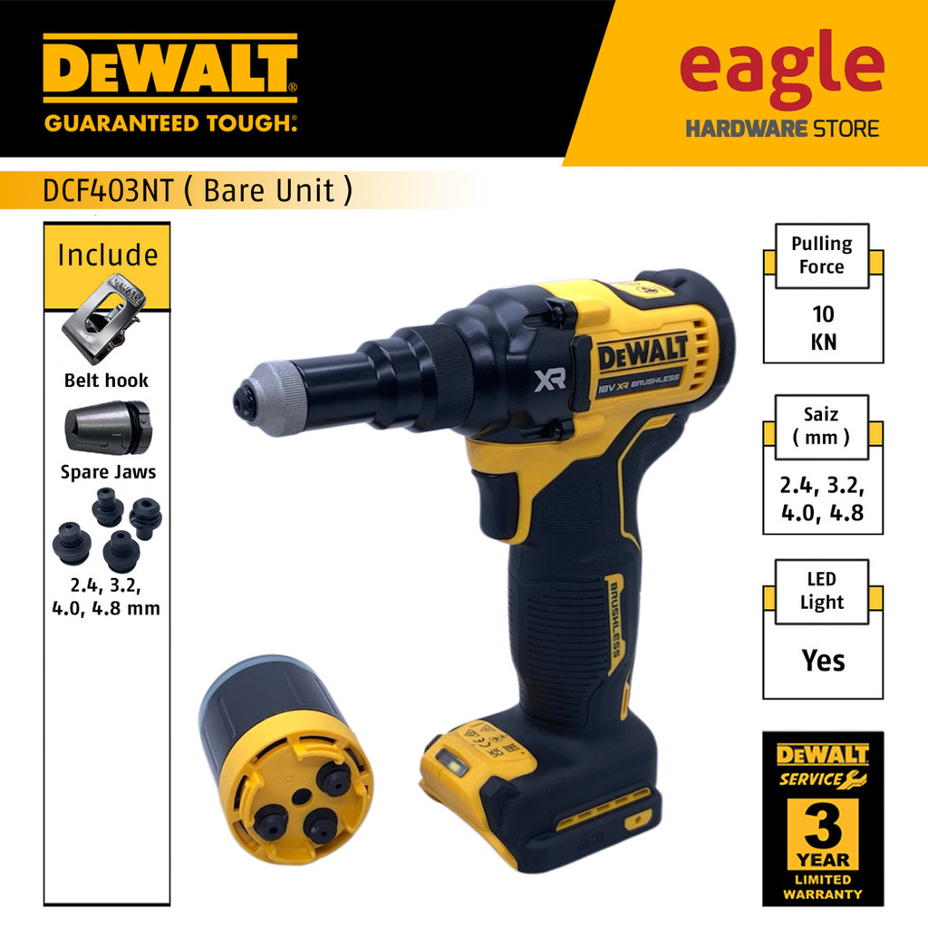 Dewalt DCF403NT-XJ 18/20V Brushless Cordless Rivert Gun, Tstak Case ...