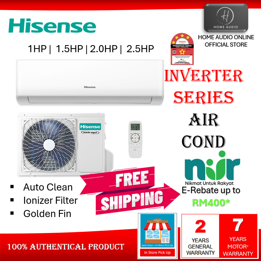Hisense Air Cond [1.0HP | 1.5HP | 2.0HP | 2.5HP] R32 Inverter Air Cond ...