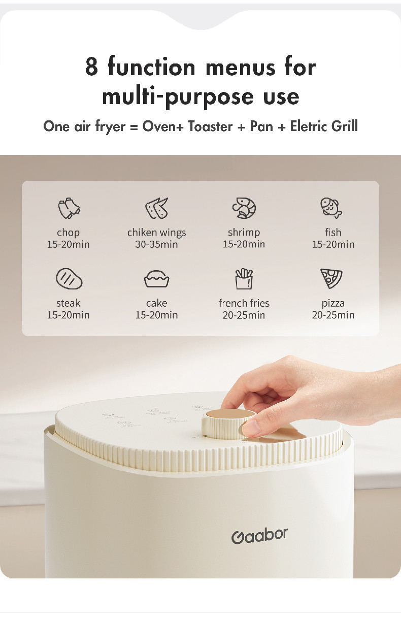 Gaabor 3.5L Large Capacity Air Fryer Oven with Air Heating and 8 Menu ...