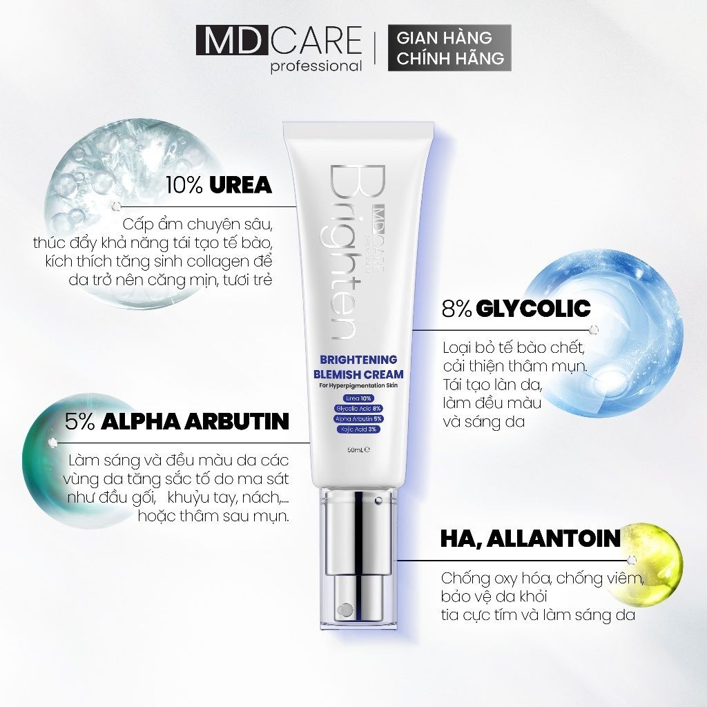 Md CARE Brightening Blemish Cream for Even Skin Tone and Intensive ...